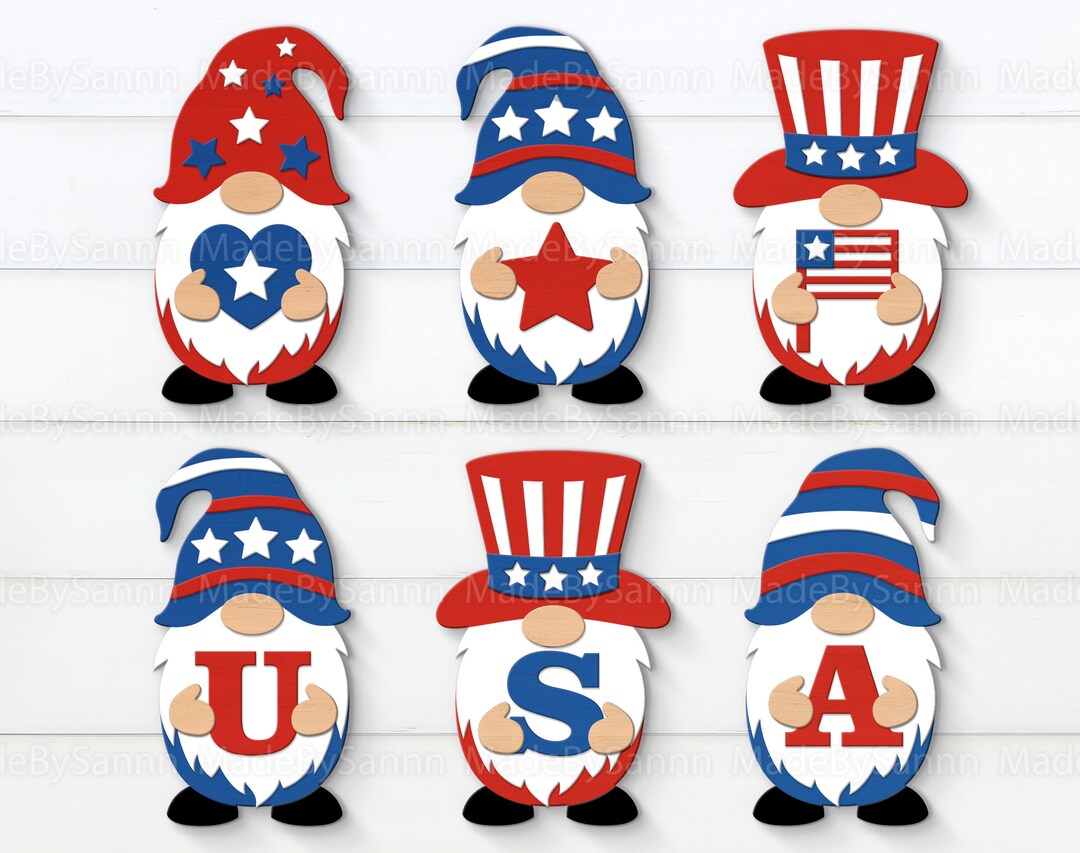 Patriotic Gnome Bundle Svg, 4th of July Gnomes Svg, Independence Day ...