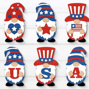 Patriotic Gnome Bundle Svg, 4th of July Gnomes Svg, Independence Day ...
