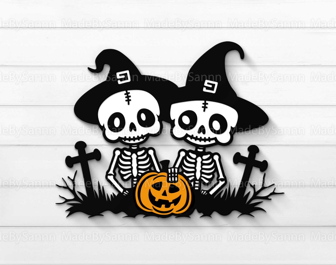 Cute Skeletons Svg, Halloween Decor Svg, Halloween Skeletons Svg ...