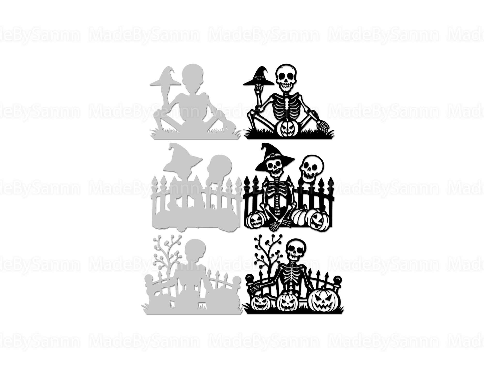 Scary Skeletons Sign Svg Bundle, Halloween Decor Svg, Halloween Door ...
