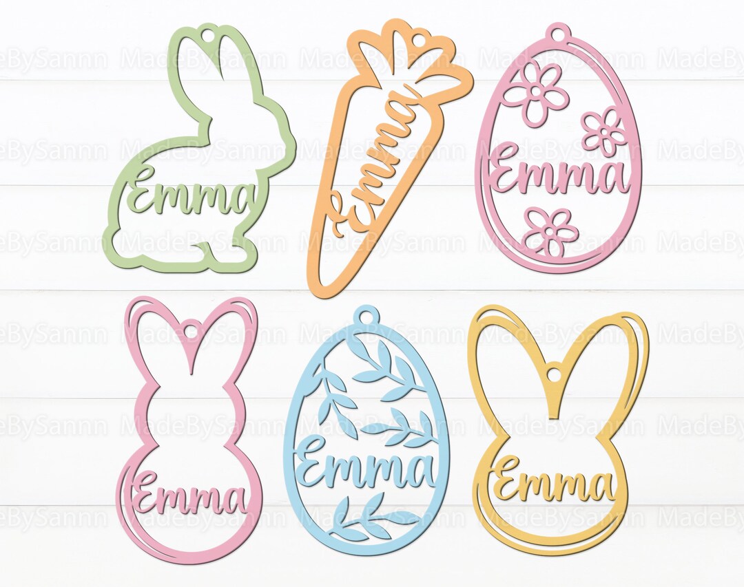 Easter Name Tags Bundle, Easter Ornaments Svg, Easter Basket Tags ...
