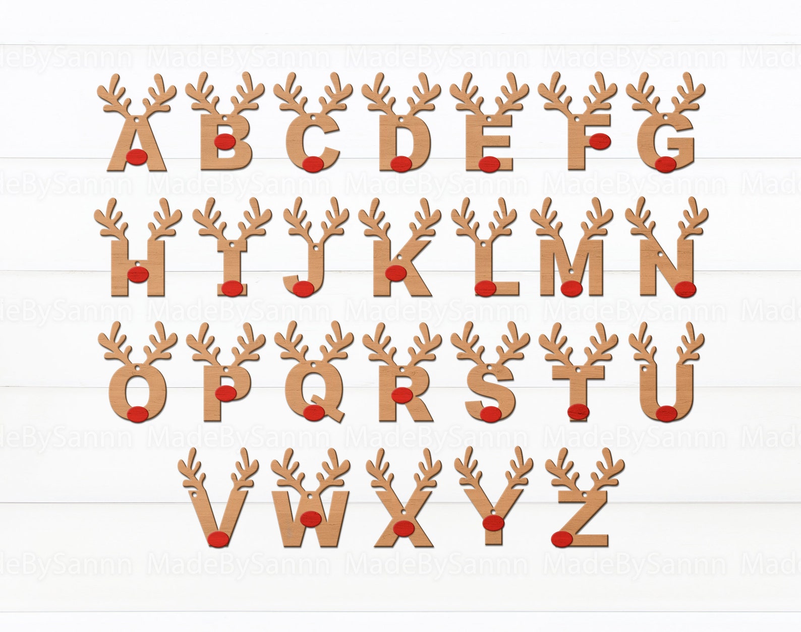 Christmas Reindeer Alphabet Ornament Svg, Alphabet Christmas Sign ...