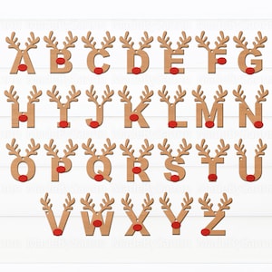 Christmas Reindeer Alphabet Ornament Svg, Alphabet Christmas Sign ...