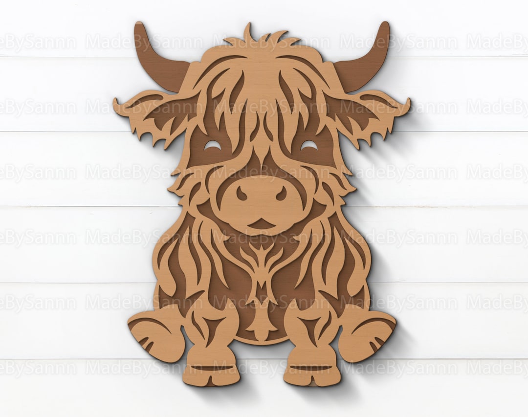 Highland Cow Svg, Layered Highland Cow Svg, Glowforge SVG, Laser Cut ...