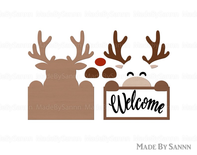 Reindeer Door Hanger Svg Welcome Sign Svg Christmas - Etsy
