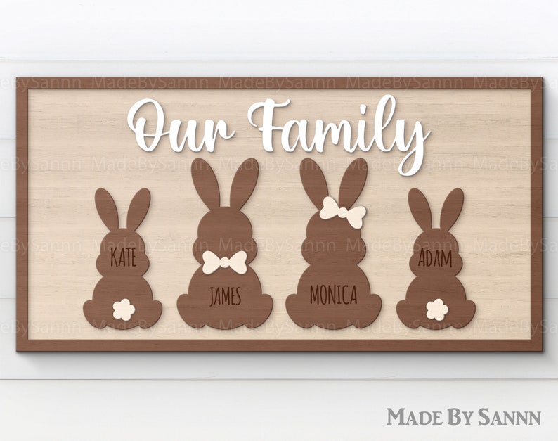 Easter Bunnies Family Sign SVG, Cute Bunnies Svg, Easter Sign Svg ...