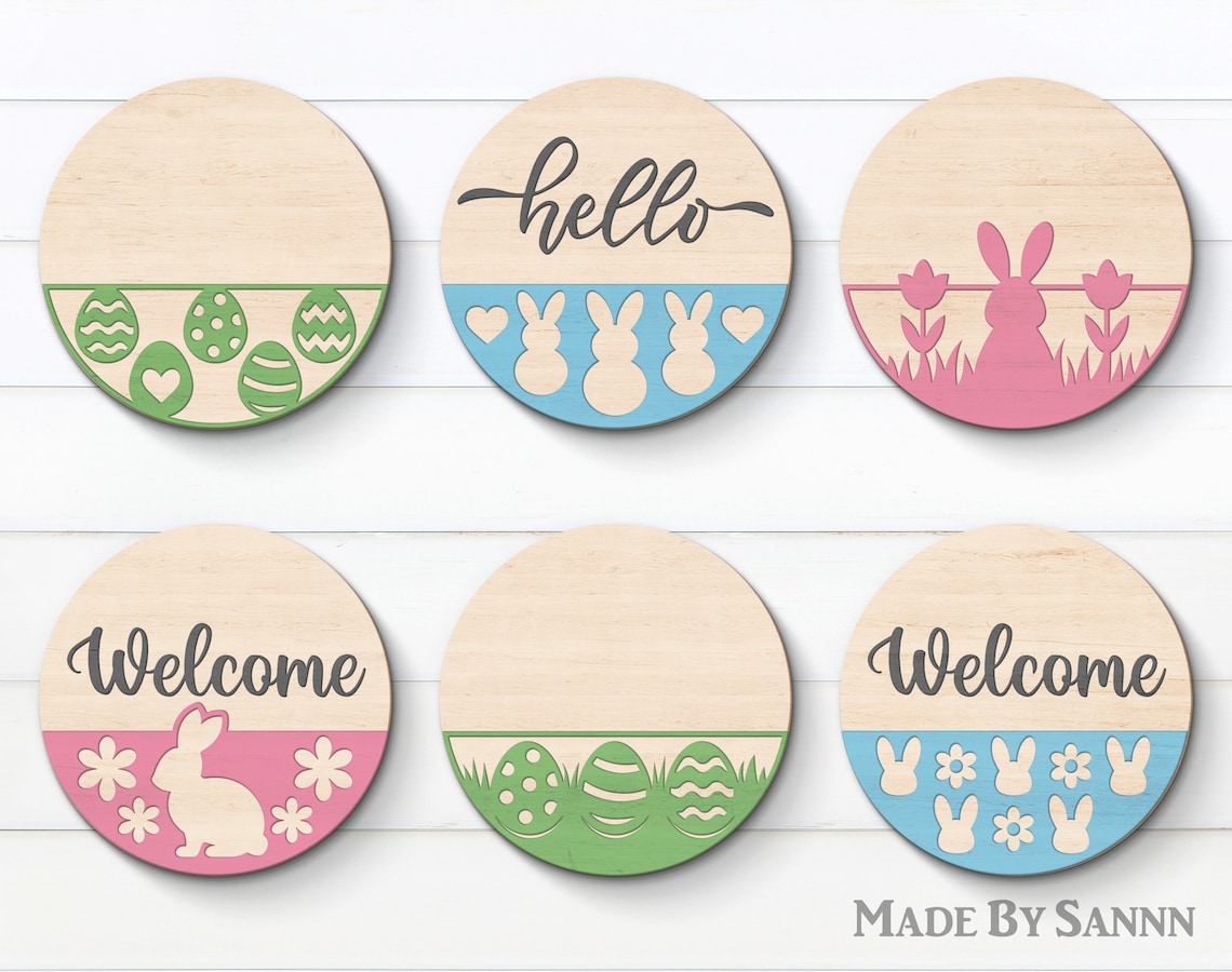 Easter Door Hanger Svg Easter Round Sign Svg Easter Bundle | Etsy