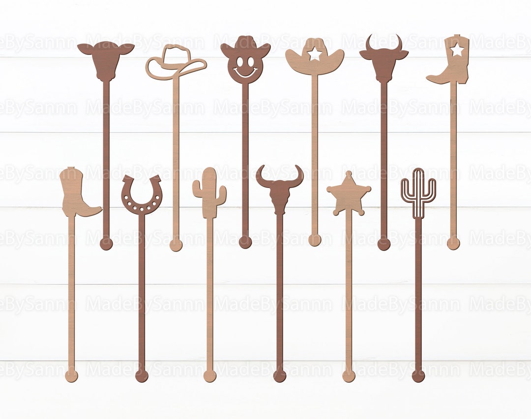Western Bachelorette Stir Swizzle Sticks SVG, Cowboy Drink Stirrers ...