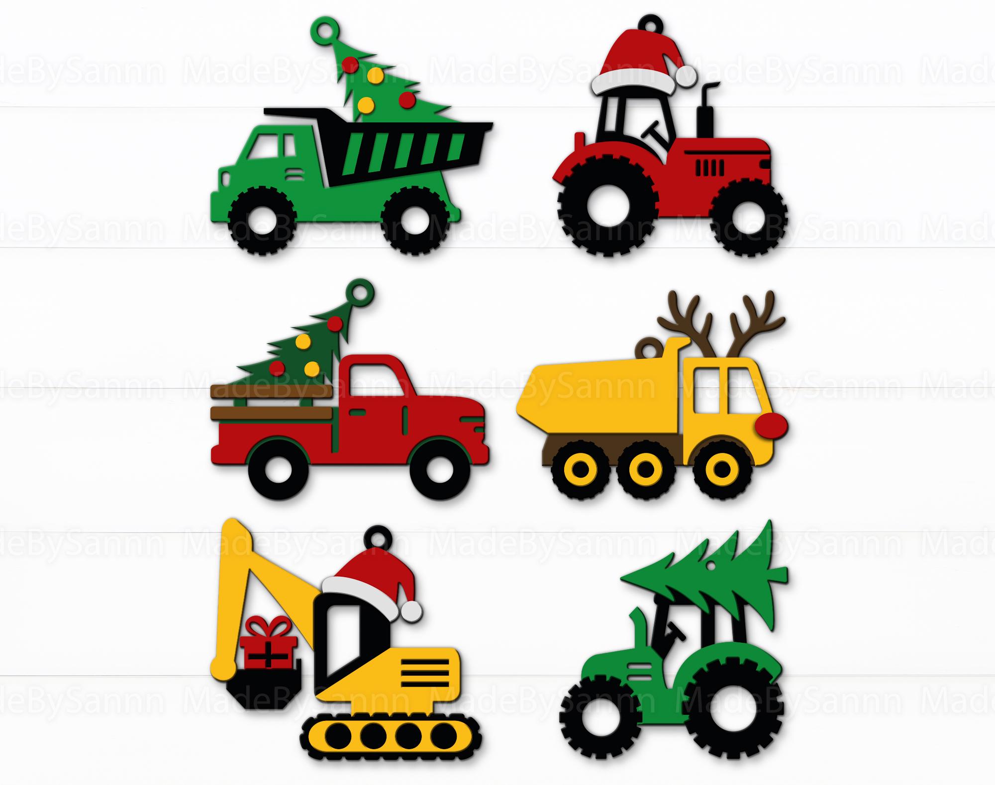 Construction Truck Ornament SVG Bundle, Farm Tractor Christmas ...