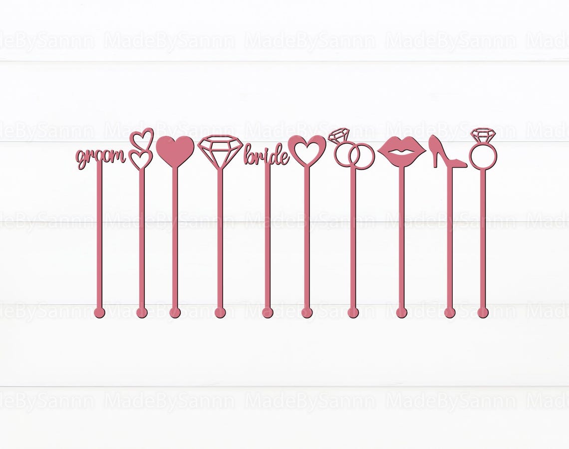 Wedding Stir Swizzle Sticks SVG, Wedding Drink Stirrers, Party ...