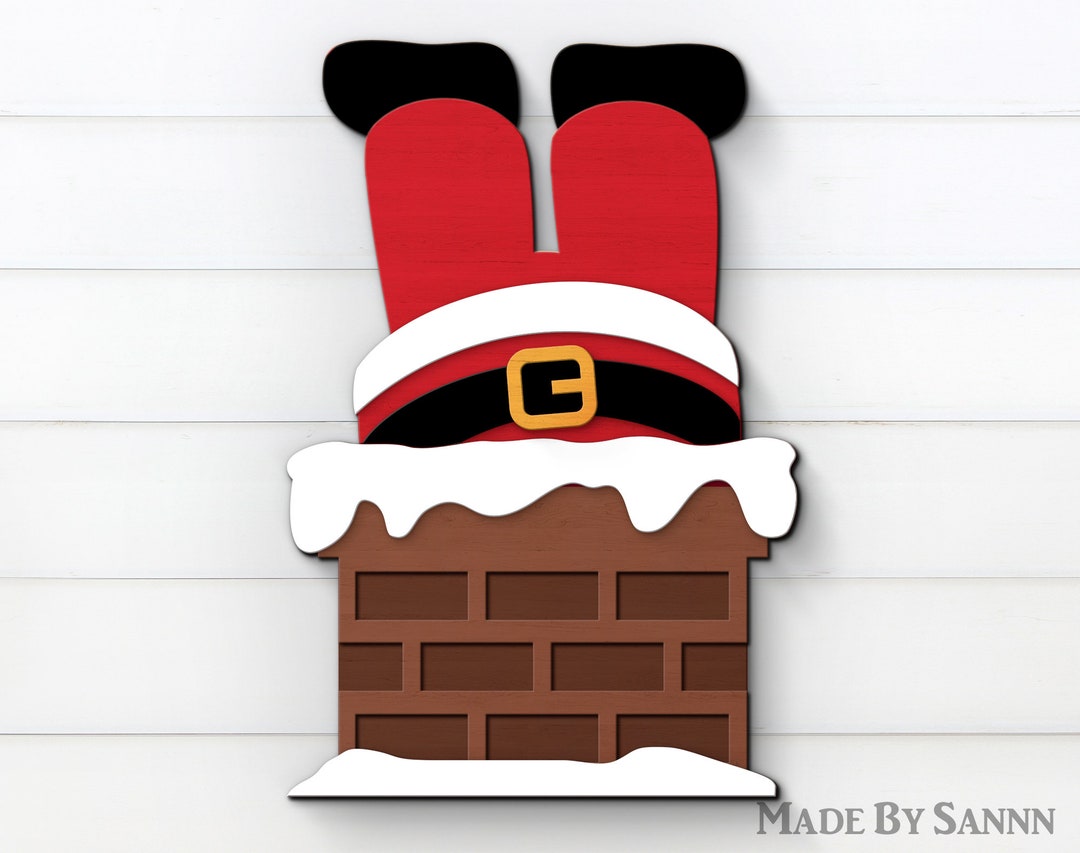 Santa in Chimney Ornament SVG, Christmas Ornament Laser Svg, Santa Legs ...