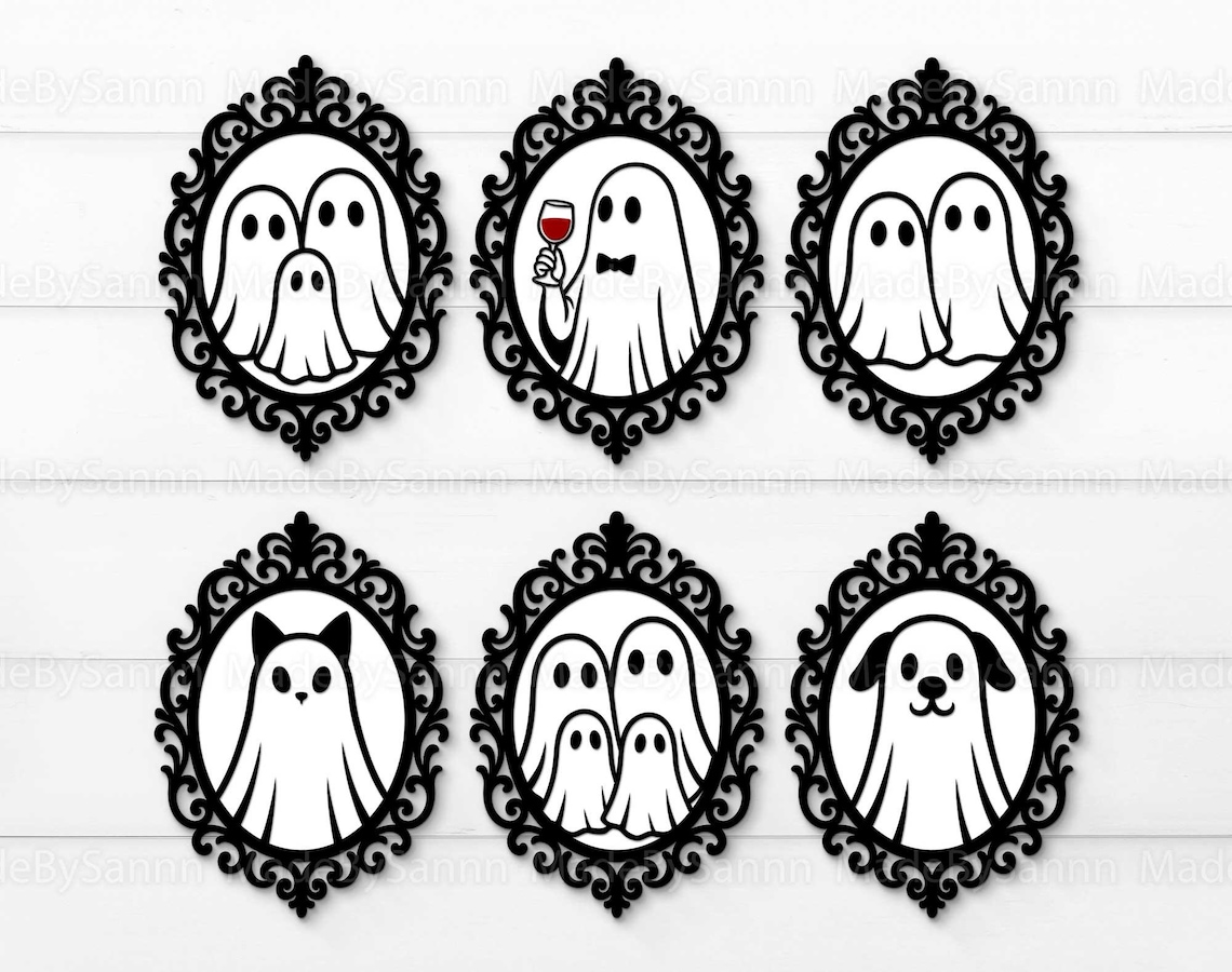 Ghost Frames SVG Bundle, Halloween Scary Frames Svg, Mirror Frame Ghost ...