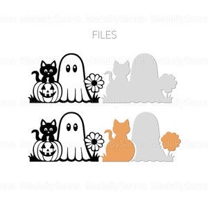 Ghost With Pumpkin SVG, Ghost Decor Svg, Ghost With Black Cat Svg ...
