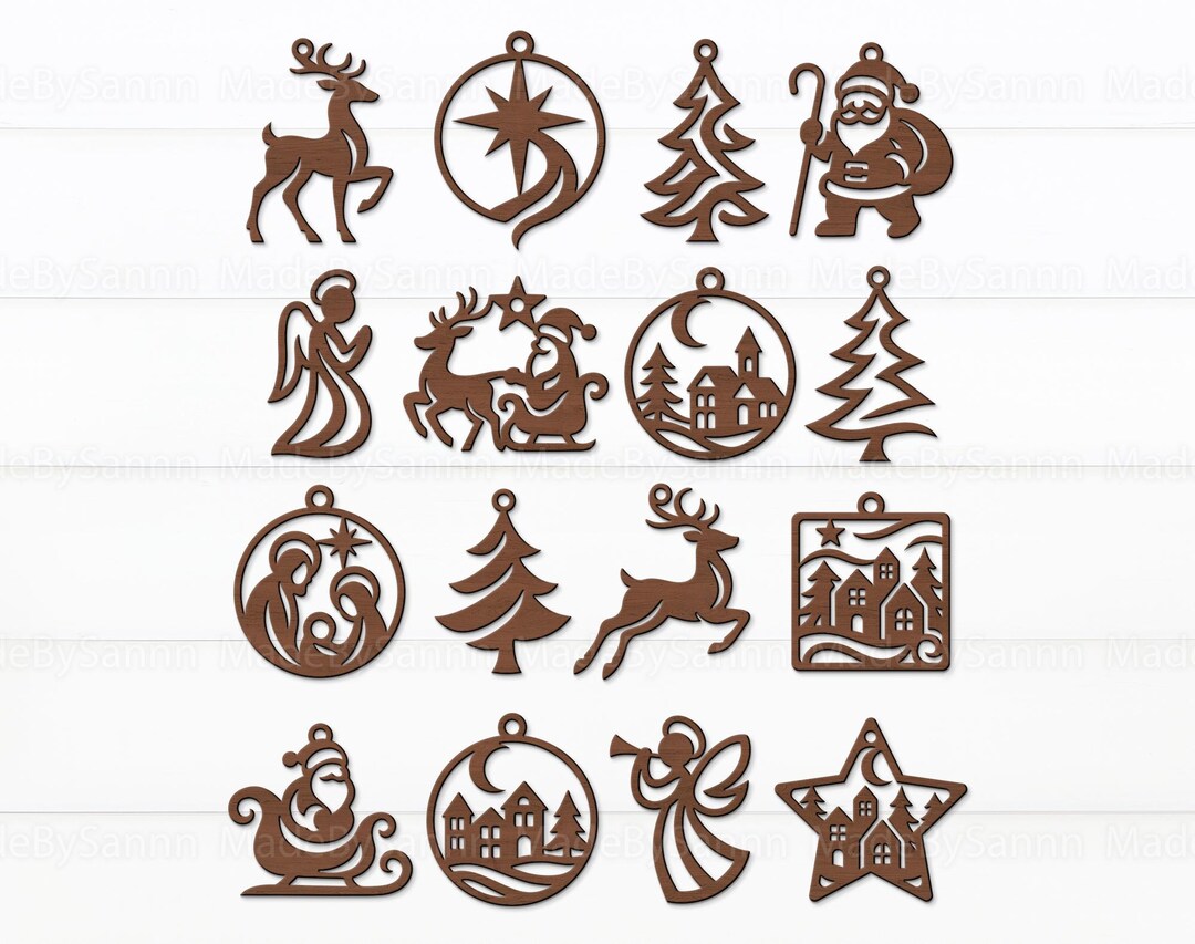 Lot de décorations de Noël SVG, décorations découpées au laser pour les ...