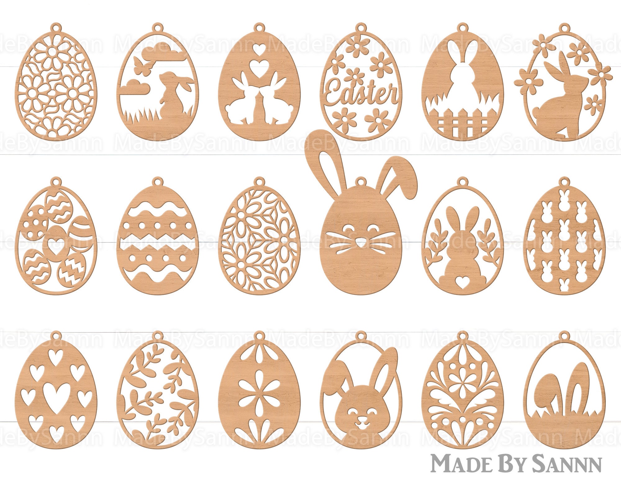 Paquet de découpes laser d'oeufs de Pâques, ornements de lapin ...