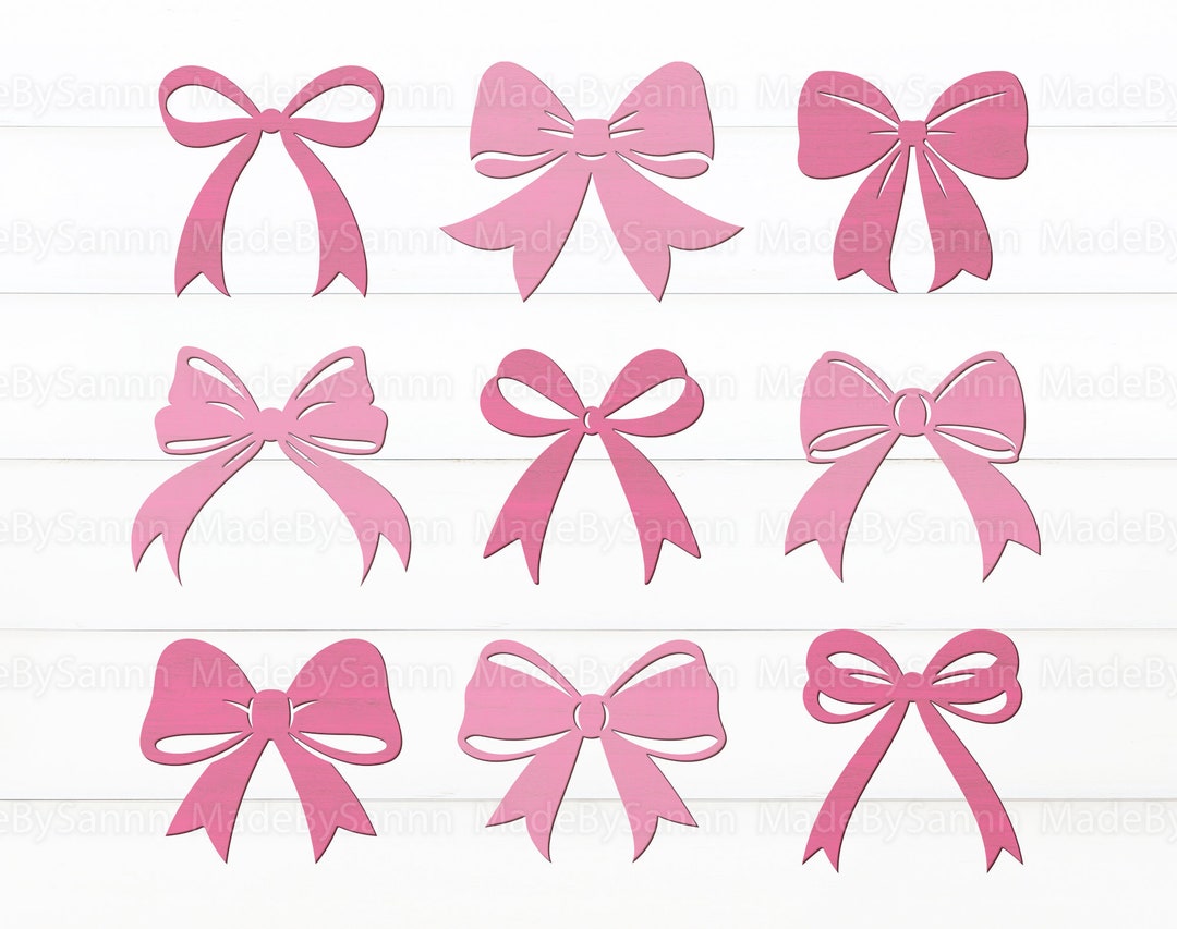 Set of 9 Bows Svg Bundle, 3D Bow Svg File, Bow Cut Files, Bow Laser ...