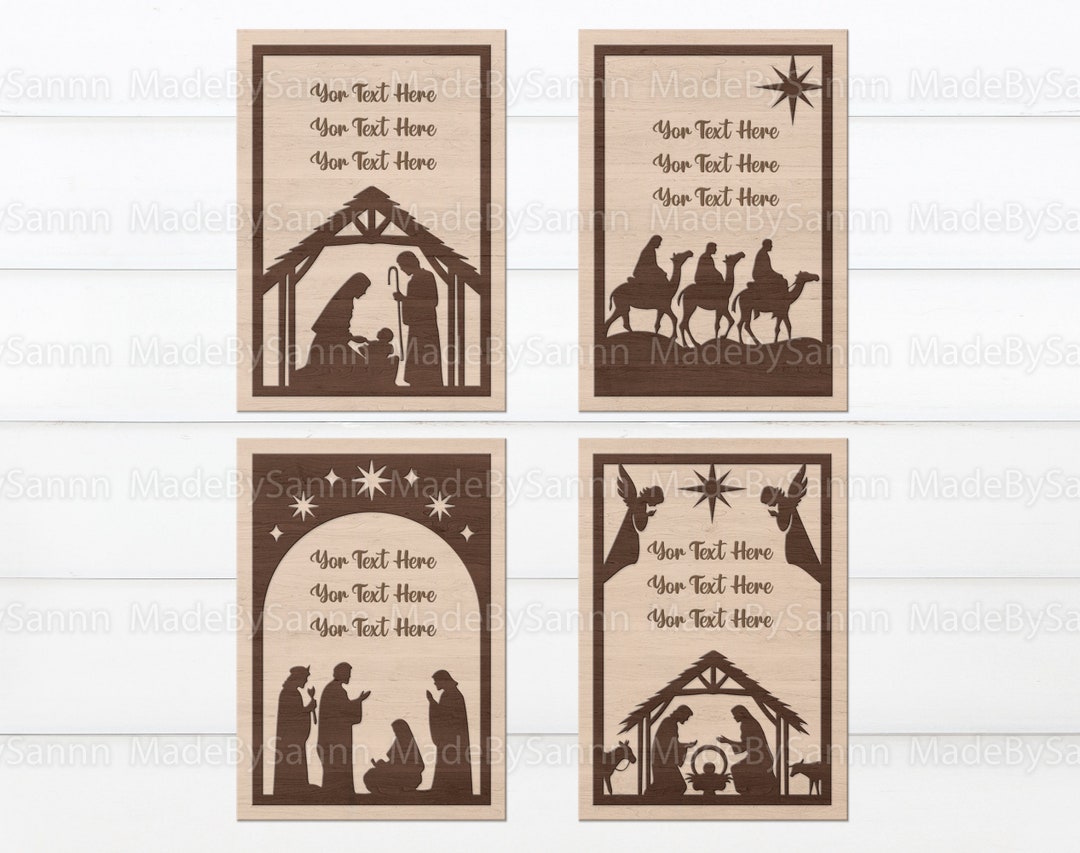 Christmas Nativity Scene Card SVG, Christmas Glowforge SVG, Layered ...