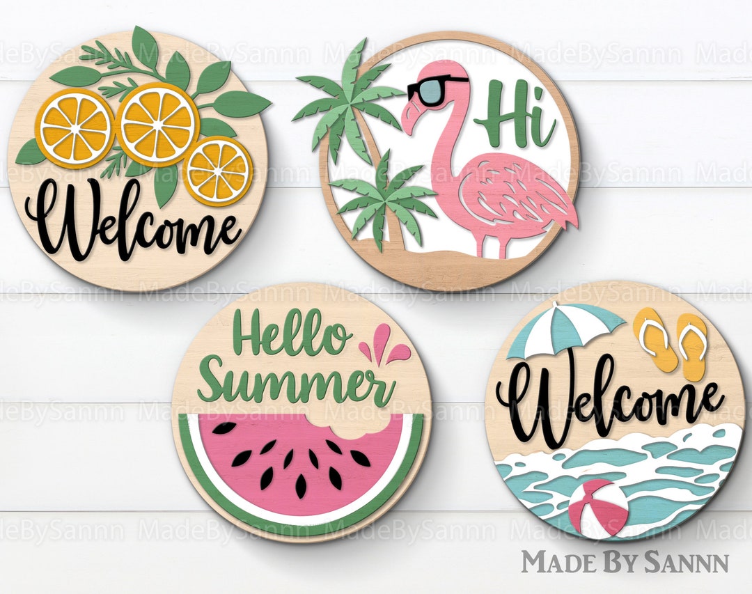 Summer Door Hanger Svg Summer Round Sign Svg Round Door Hanger Svg