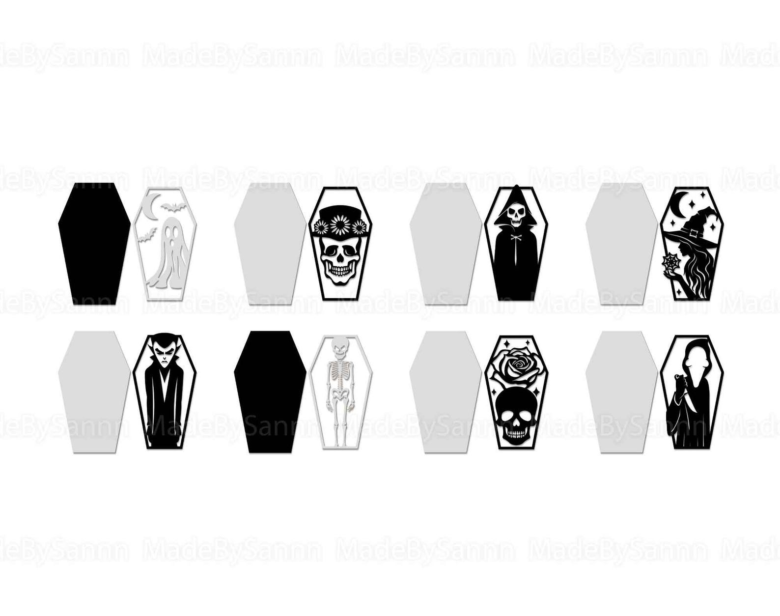 Halloween Scary Coffins Svg Bundle, Ghost Coffin Svg, Skeleton Coffin ...