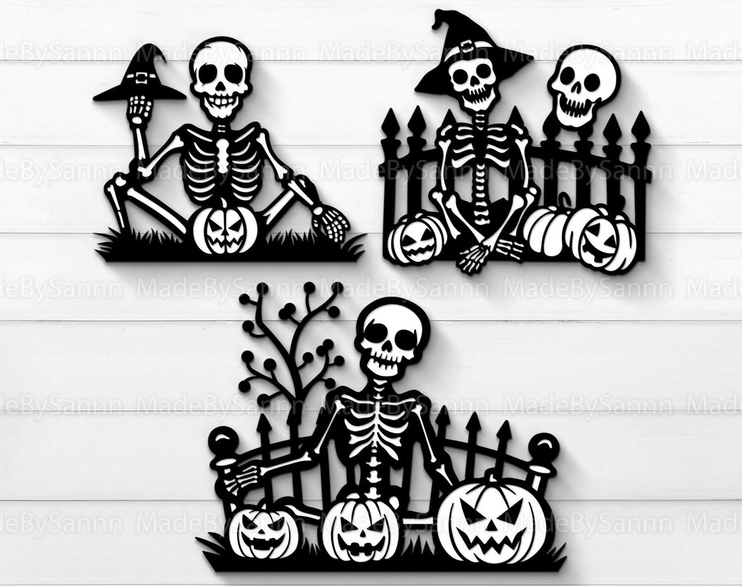 Scary Skeletons Sign Svg Bundle, Halloween Decor Svg, Halloween Door ...