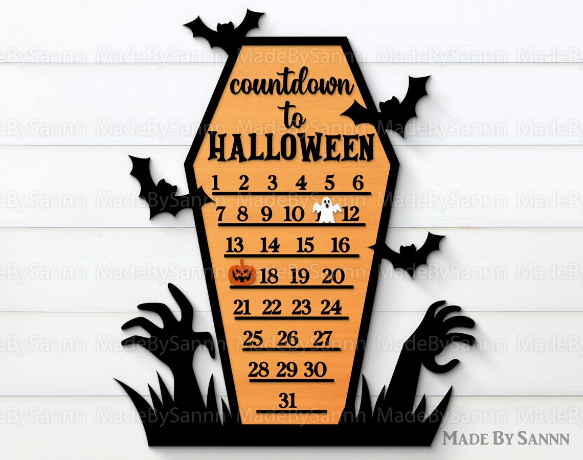 Countdown to Halloween Coffin Calendar SVG Days Until - Etsy