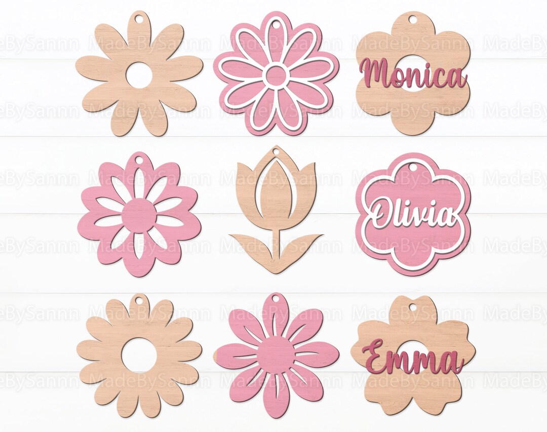 Flower Tags Svg, Basket Tag Svg, Flower Basket Tag Laser Cut File ...