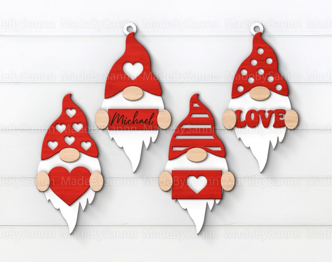 Valentines Gnome Ornament SVG, Glowforge Files, Gnome Ornament Svg ...