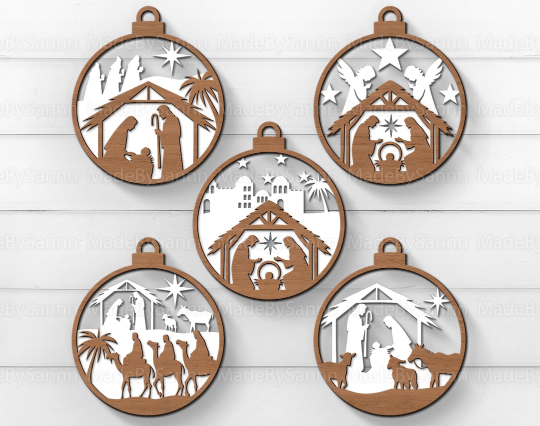 Christmas Nativity Scene Baubles SVG, Christmas Ball SVG, Christmas ...