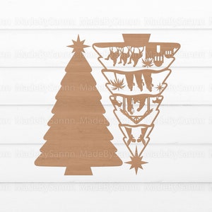Nativity Christmas Tree Svg, Nativity Scene Tree, Christmas Story Svg ...