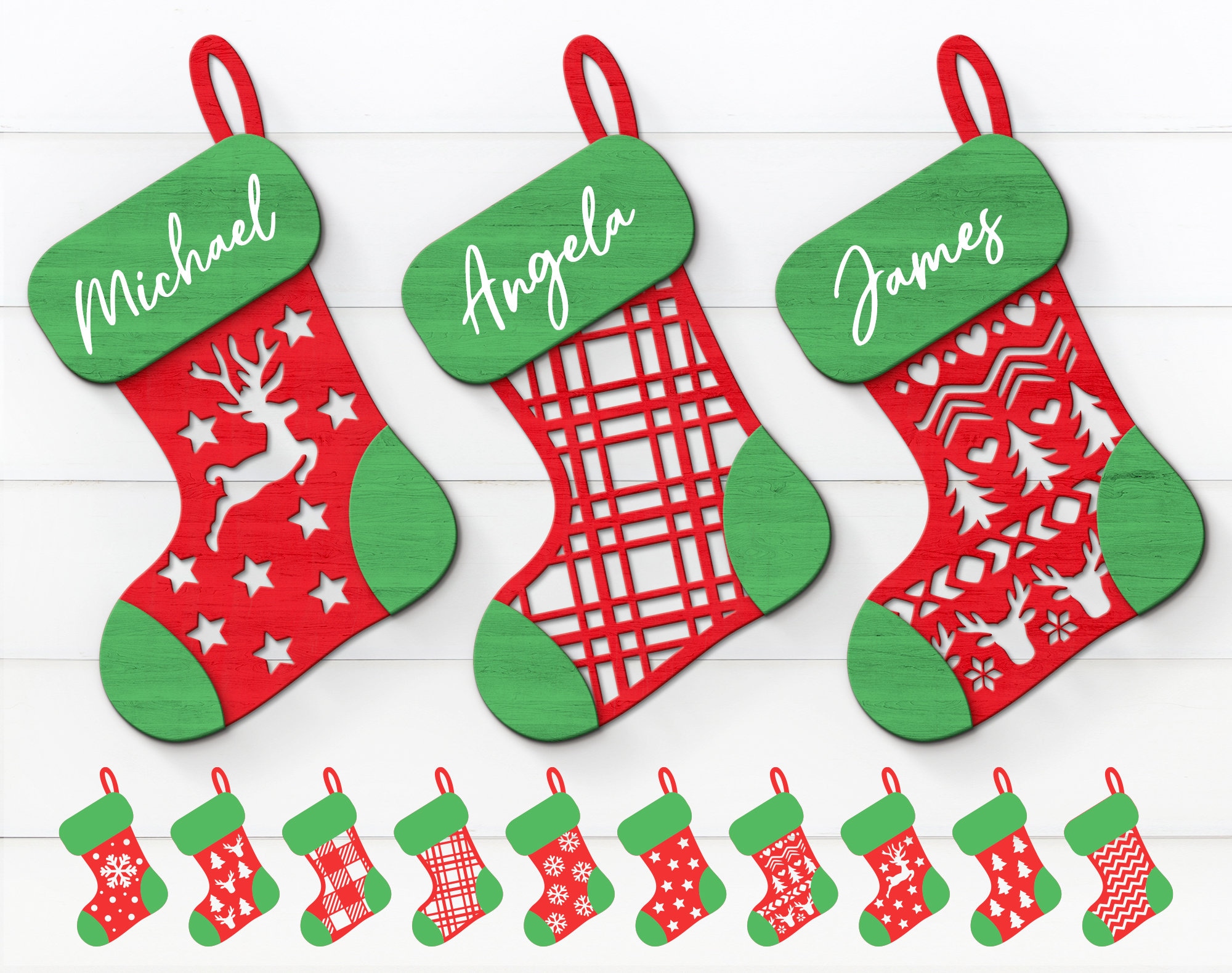 Stockings Ornaments, Personalized 10 Ornaments Svg, Christmas Socks Svg ...