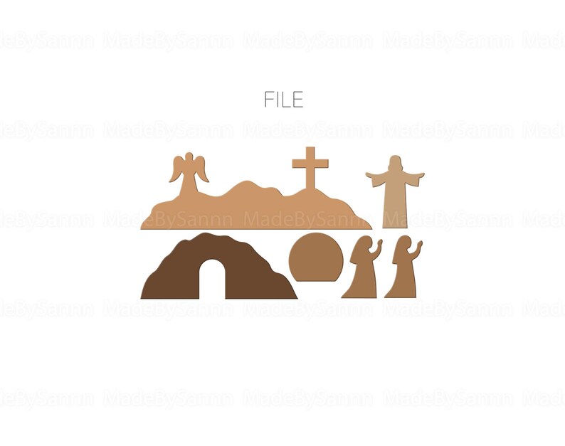 Jesus Resurrection Scene SVG, Easter Decor, Laser Cut File, He is Risen ...