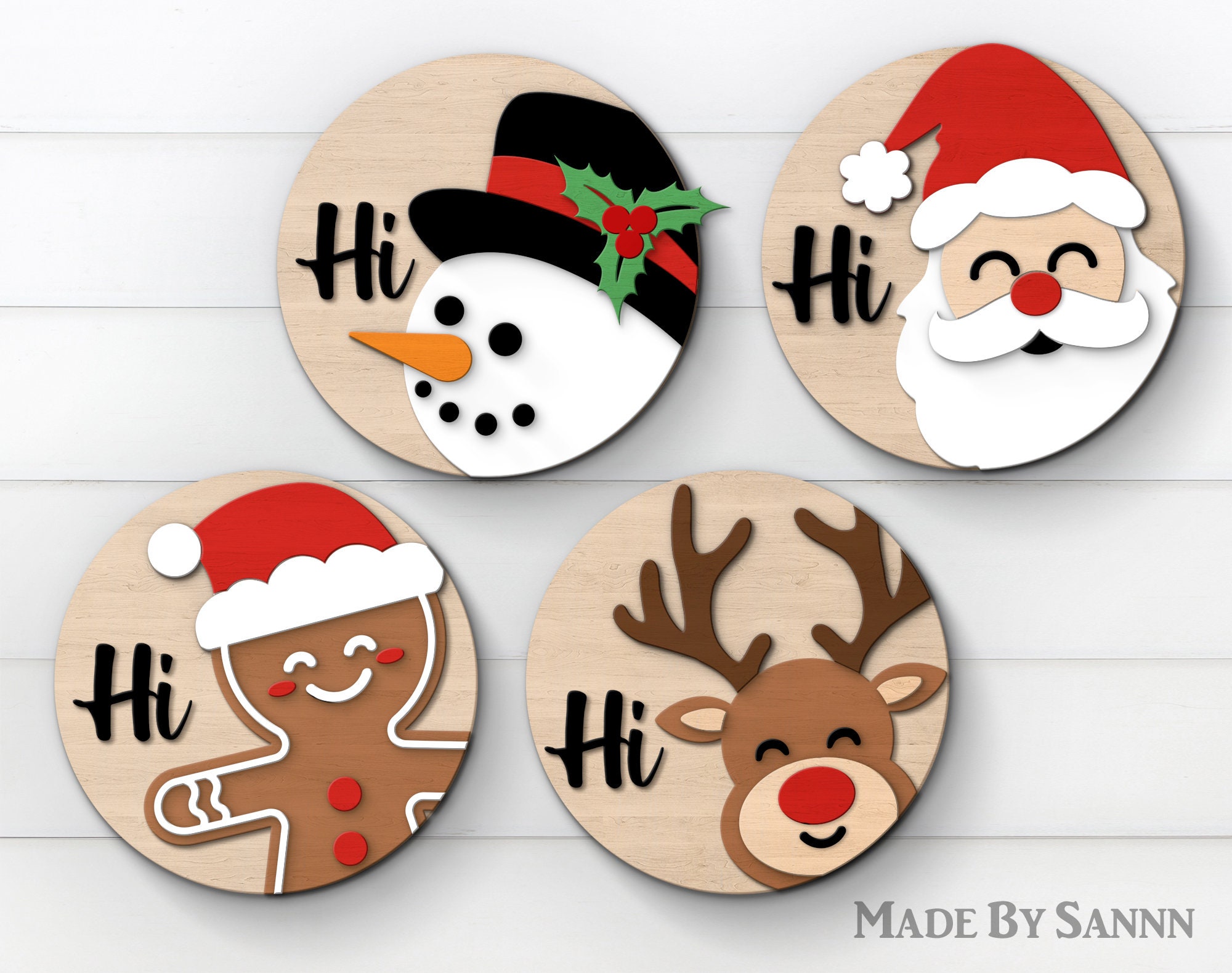 Christmas Door Hangers Svg Santa Hi Door Hanger Svg Etsy