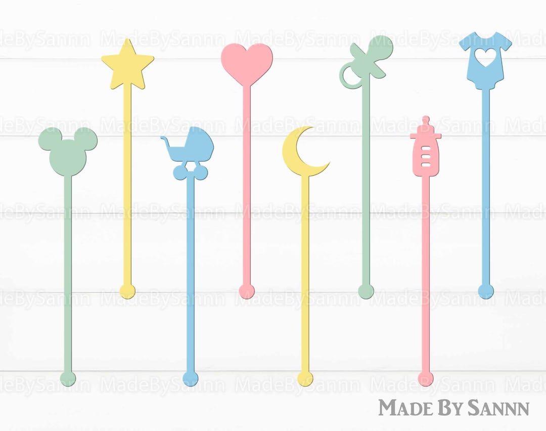 Baby Shower Stir Swizzle Sticks Svg, Kids Party Drink Stirrers Svg ...