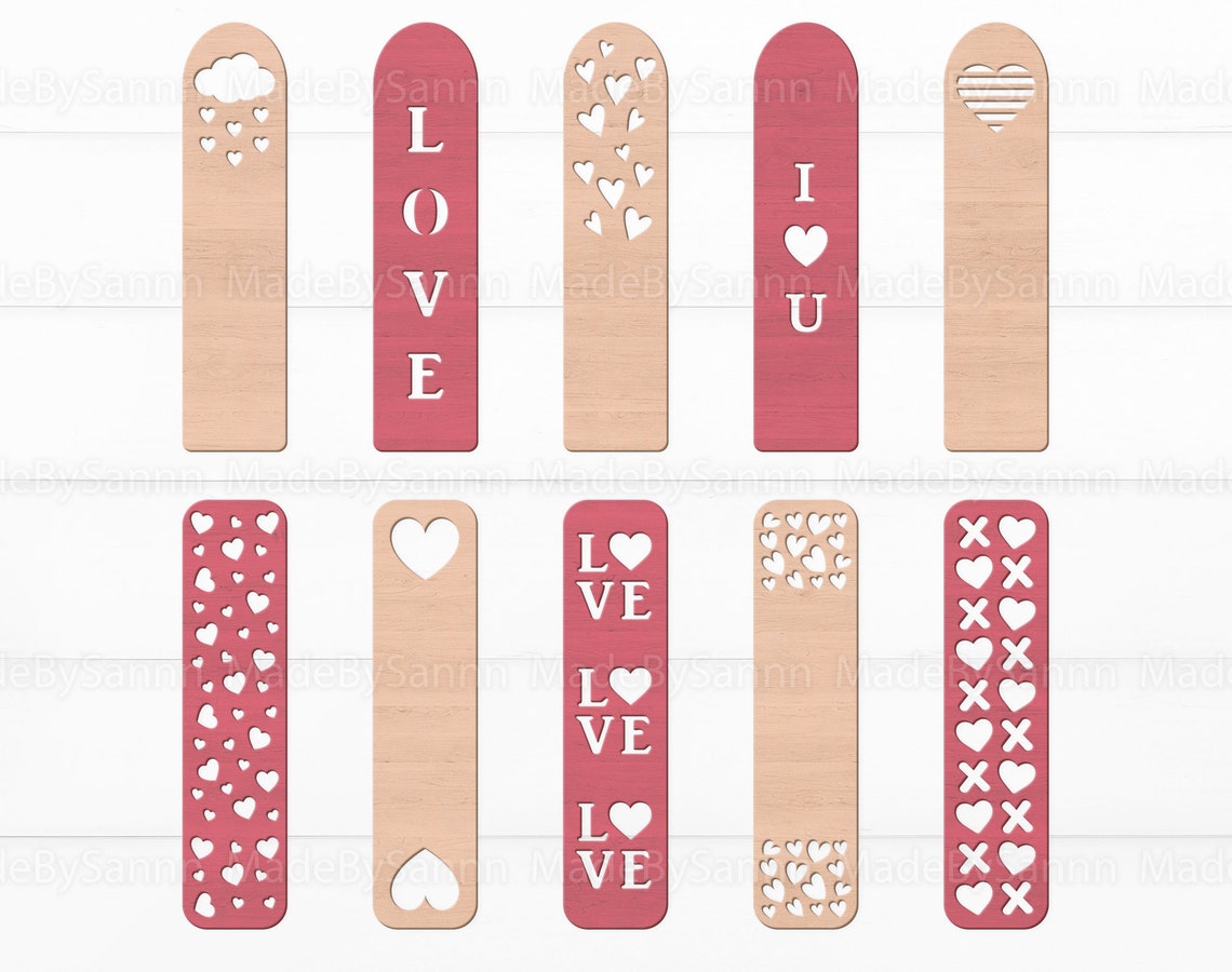 Valentines Day Bookmark Laser Cut SVG Valentines Day Svg - Etsy