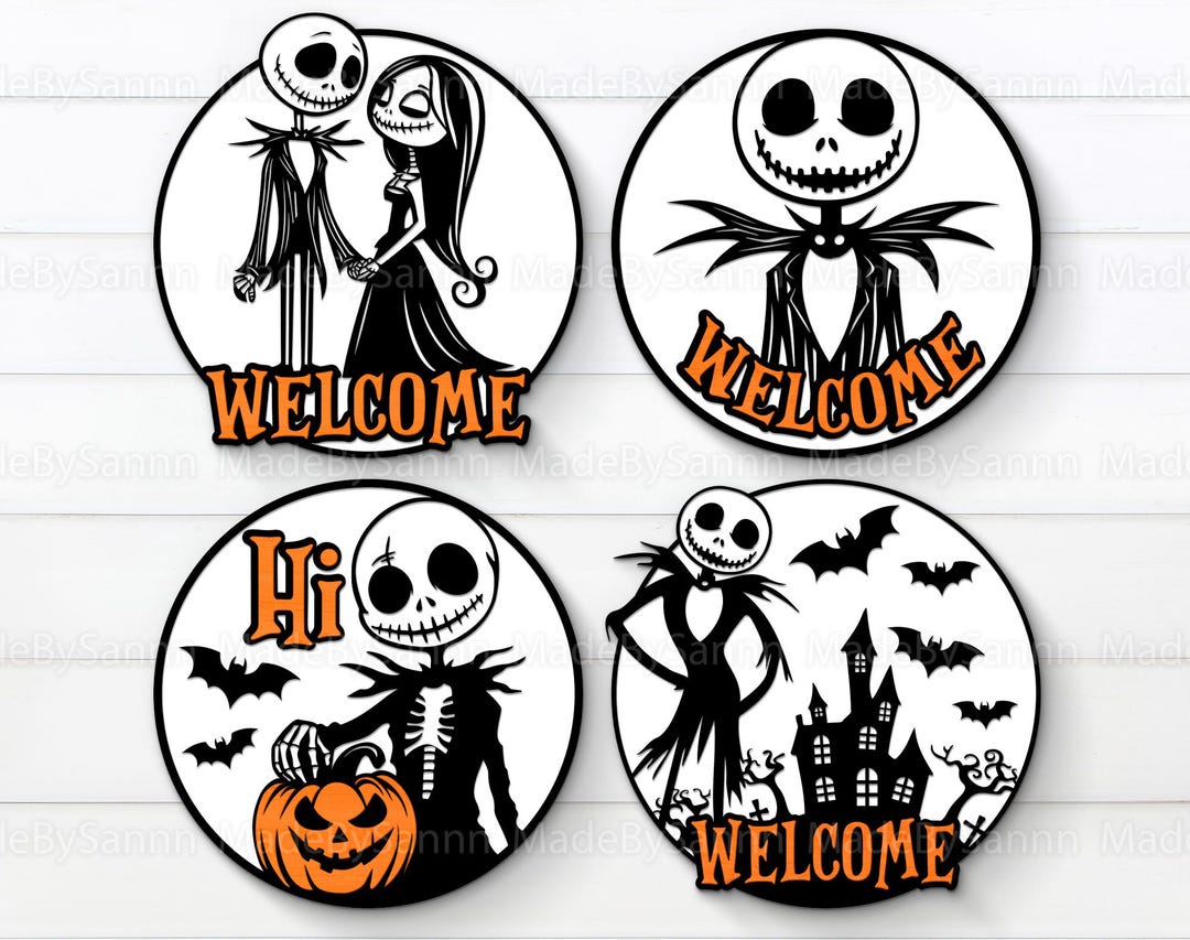 Spooky Skeleton Door Sign Svg, Halloween Door Hanger Svg, Halloween ...