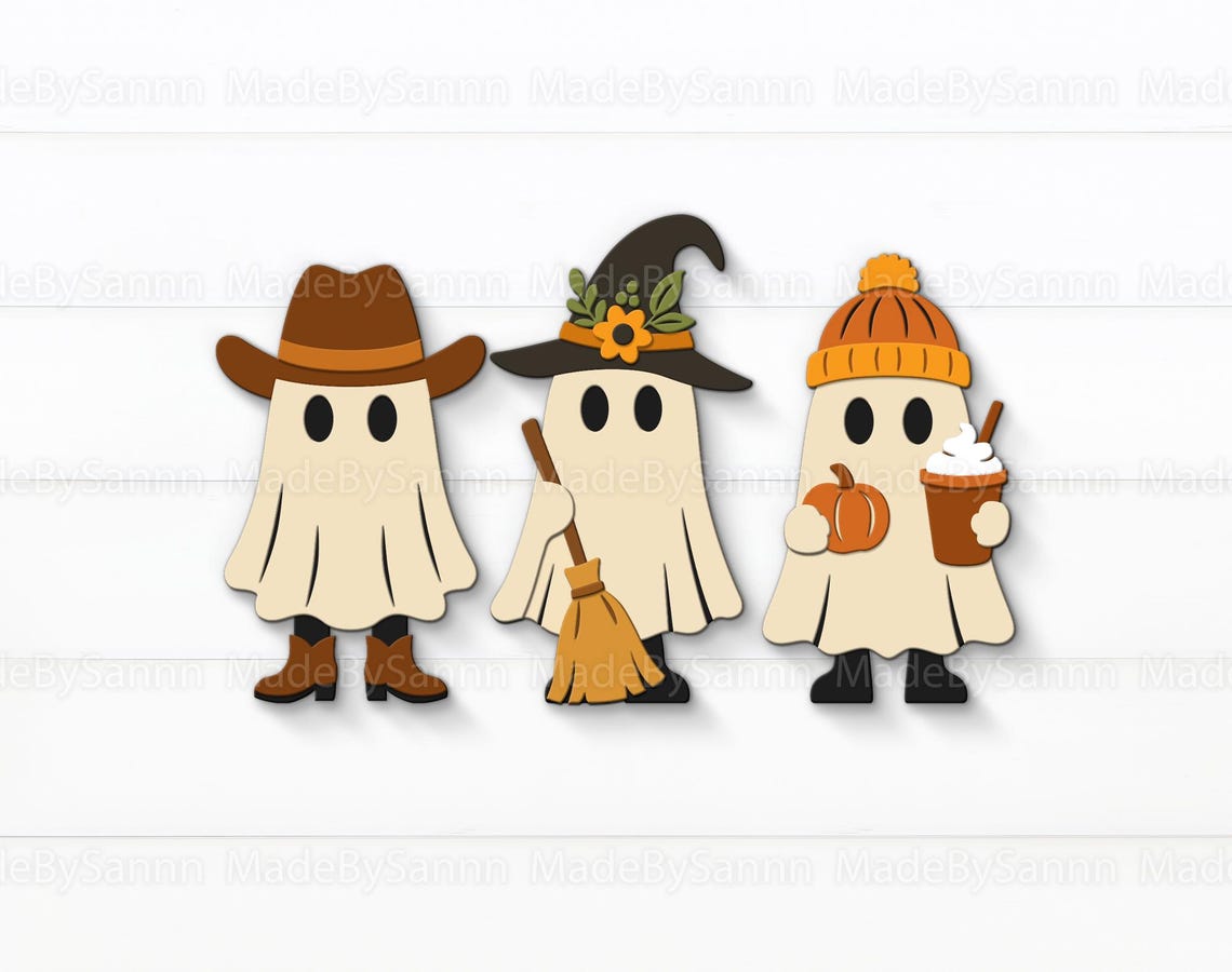 Cute Ghost SVG Bundle, Halloween Decor SVG, Fall Ghosts Svg, Witch ...