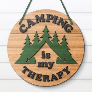Camping is My Therapy SVG, Camping Therapy Sign SVG, Camping Door ...