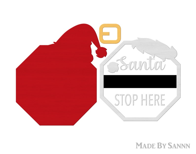 Santa Stop Here SVG, Stop Sign Svg, Laser Cut File, Santa's Belt Svg ...