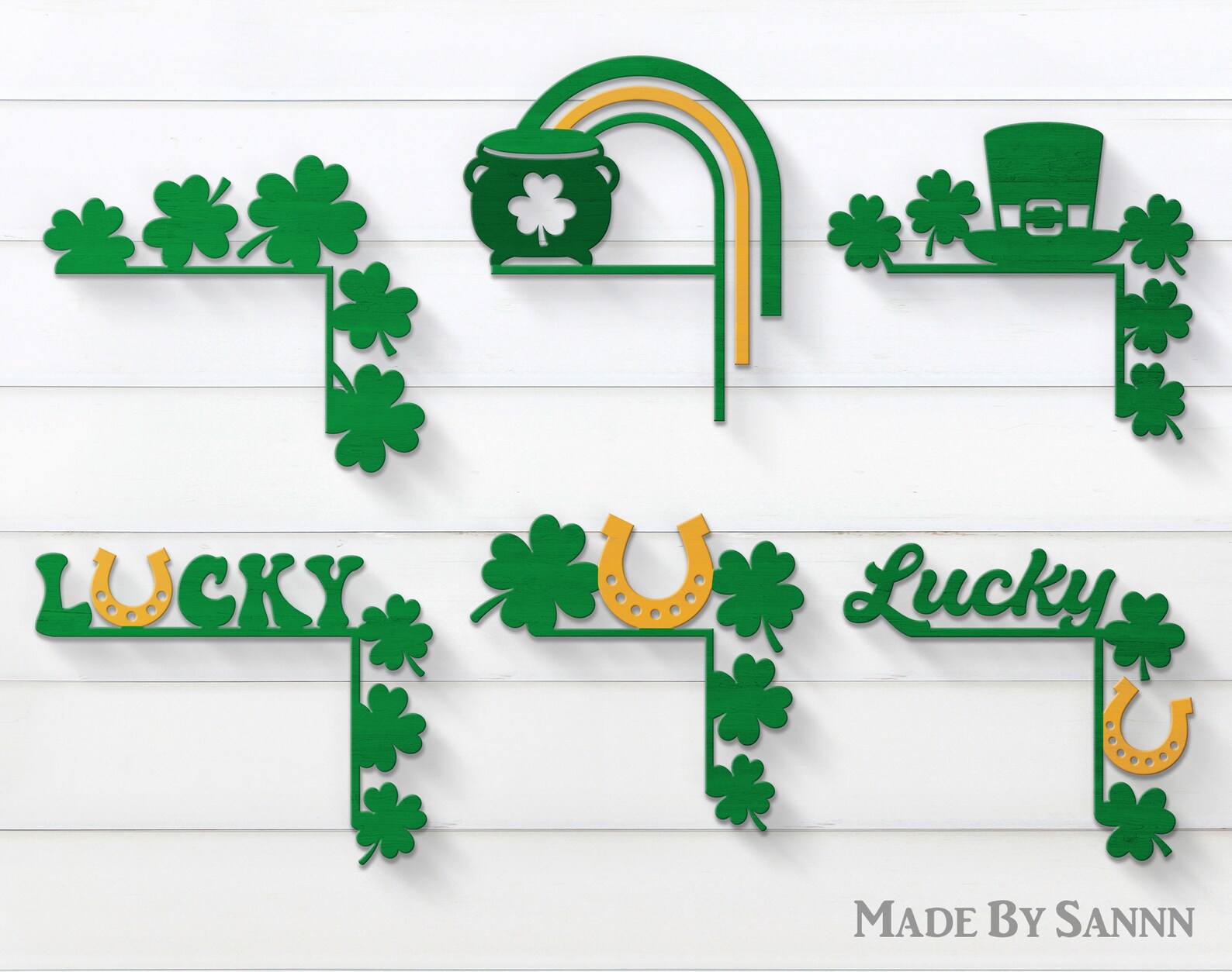 St Patricks Day Door Corner, Shamrock SVG, Lucky Sign SVG, Glowforge ...