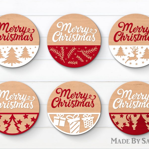 Merry Christmas Door Hanger Svg Etsy