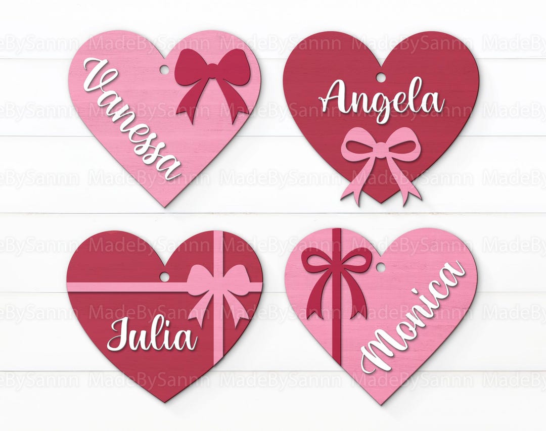 Valentine's Day Heart Tags Svg, Bow Valentine's Day Basket Tag ...