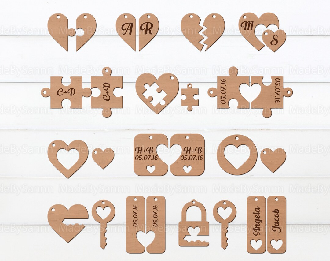 Valentine's Day Keychain Svg, Couple Keychain Svg, Valentines Glowforge ...