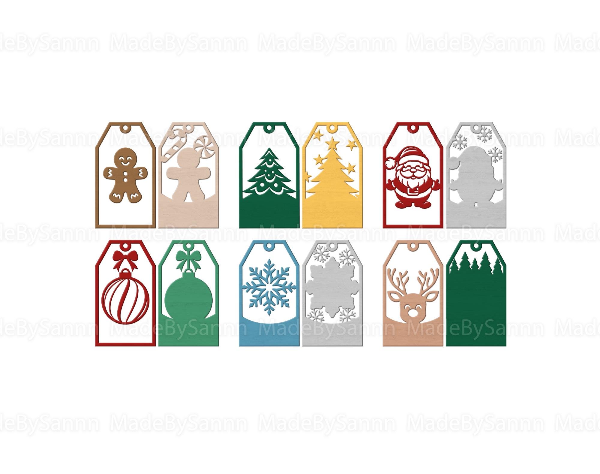 Cute Christmas Name Tags Svg, Santa Ornament Svg, Gift Tags Svg, Laser ...