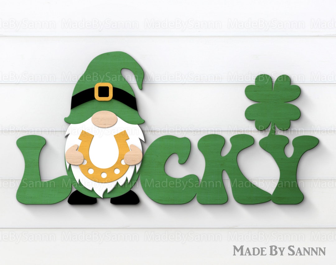 Lucky Gnome SVG, Glowforge Files, Lucky Svg, St Patricks Day Gnome Svg ...