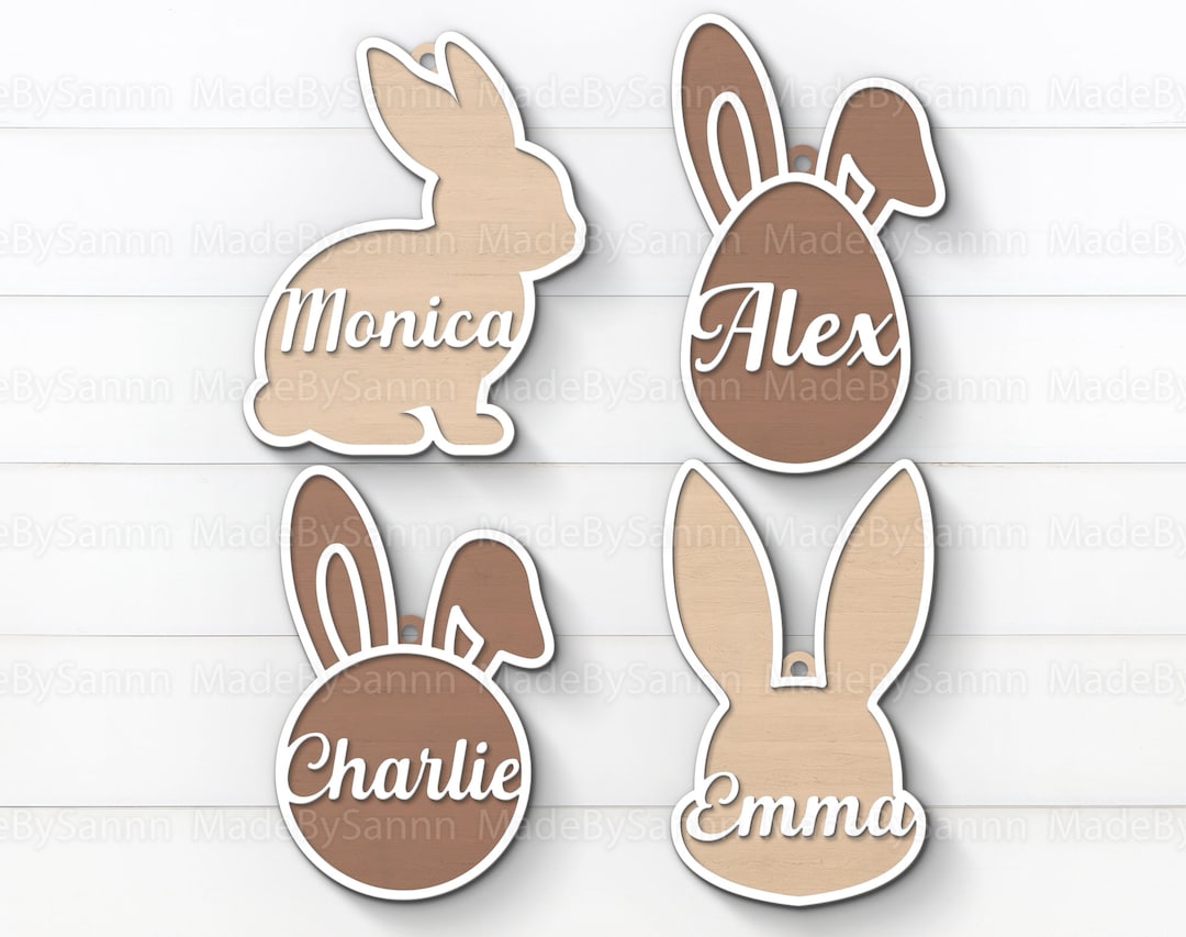 Easter Bunny Tags Svg, Easter Name Tags, Easter Basket Tags Bundle Svg ...