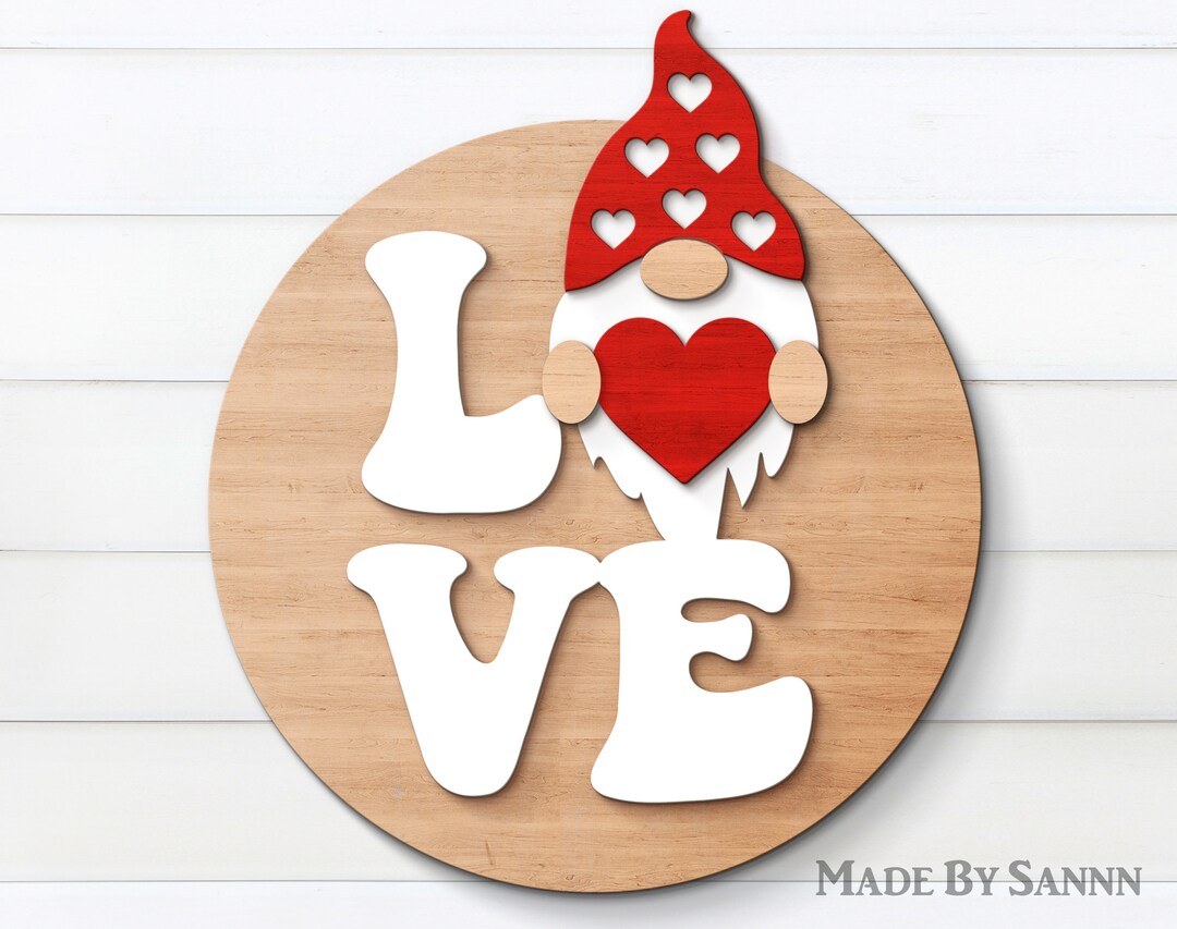 Gnome Valentine’s Day Door Sign SVG, Valentine Door Hanger, Love Door ...