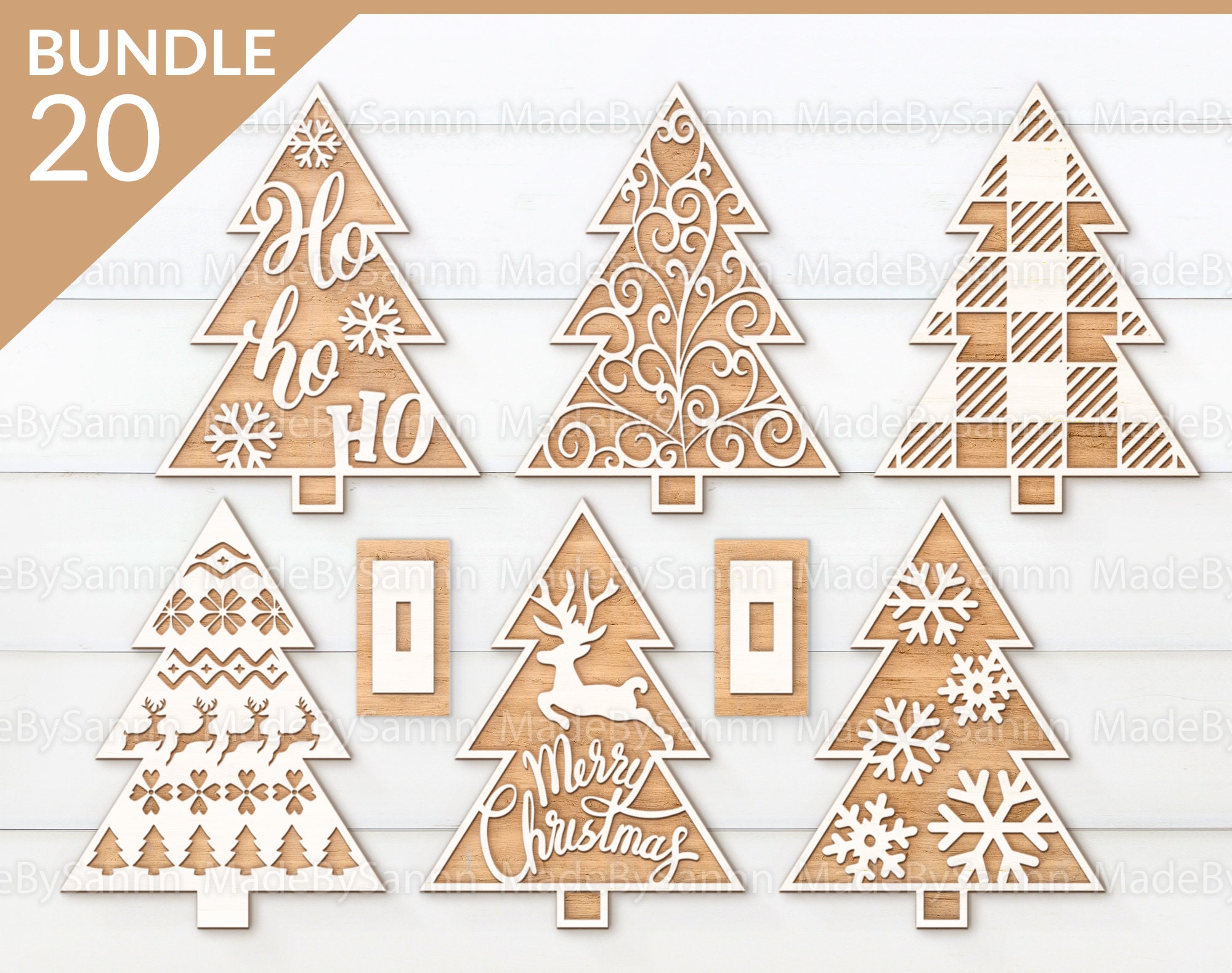 Standing Christmas Tree Bundle Christmas Trees 20 Design - Etsy