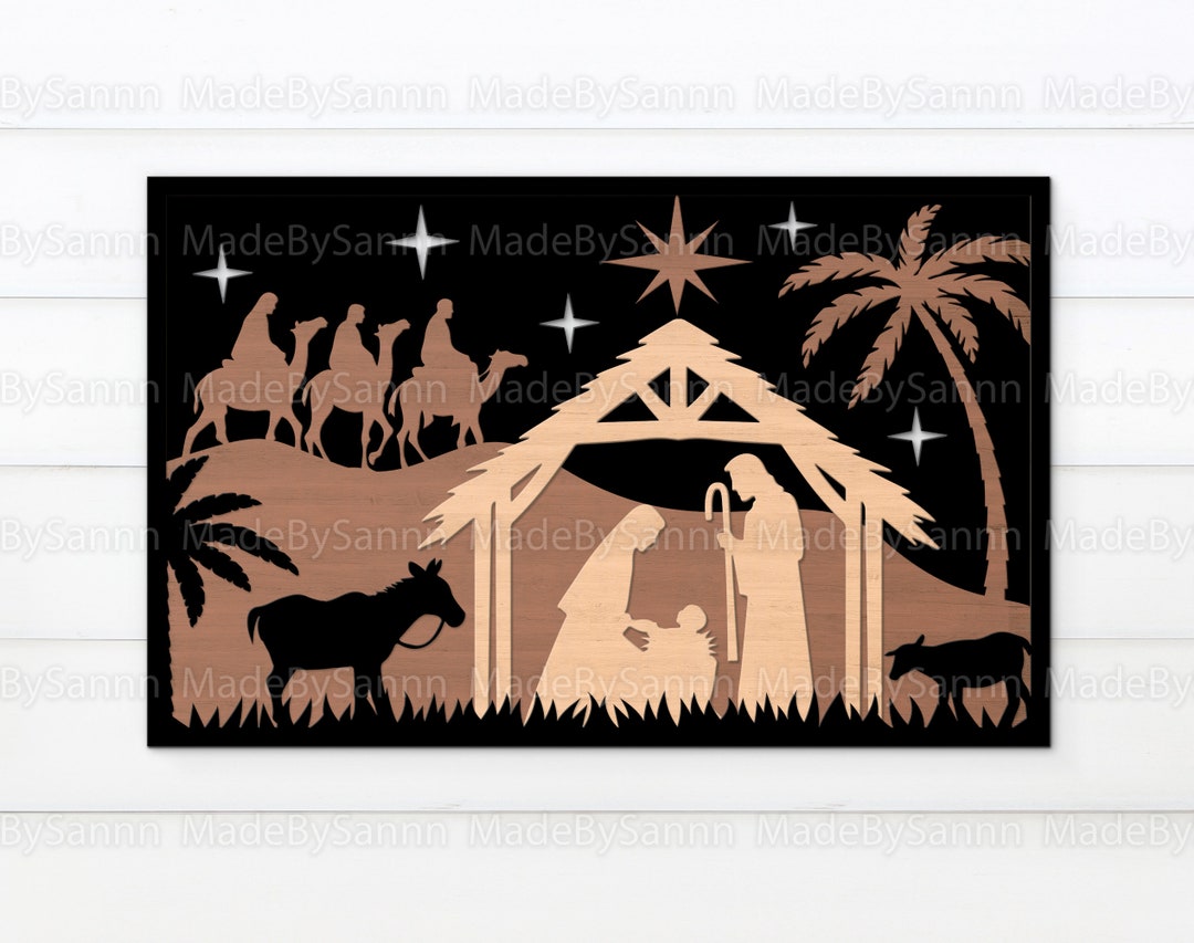 Christmas Nativity Scene Svg, Layered Nativity Svg, Christmas Glowforge ...