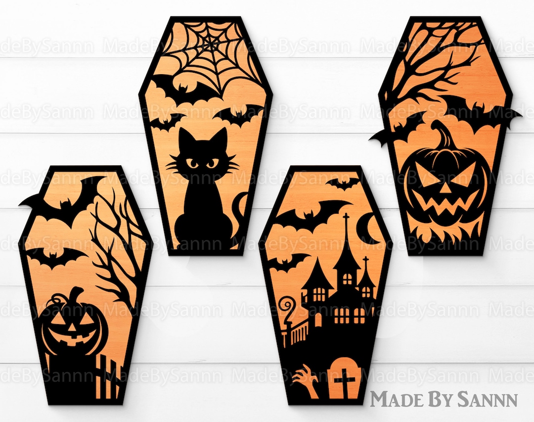 Halloween Coffins Svg Bundle, Pumpkin Coffin Svg, Black Cat Coffin ...