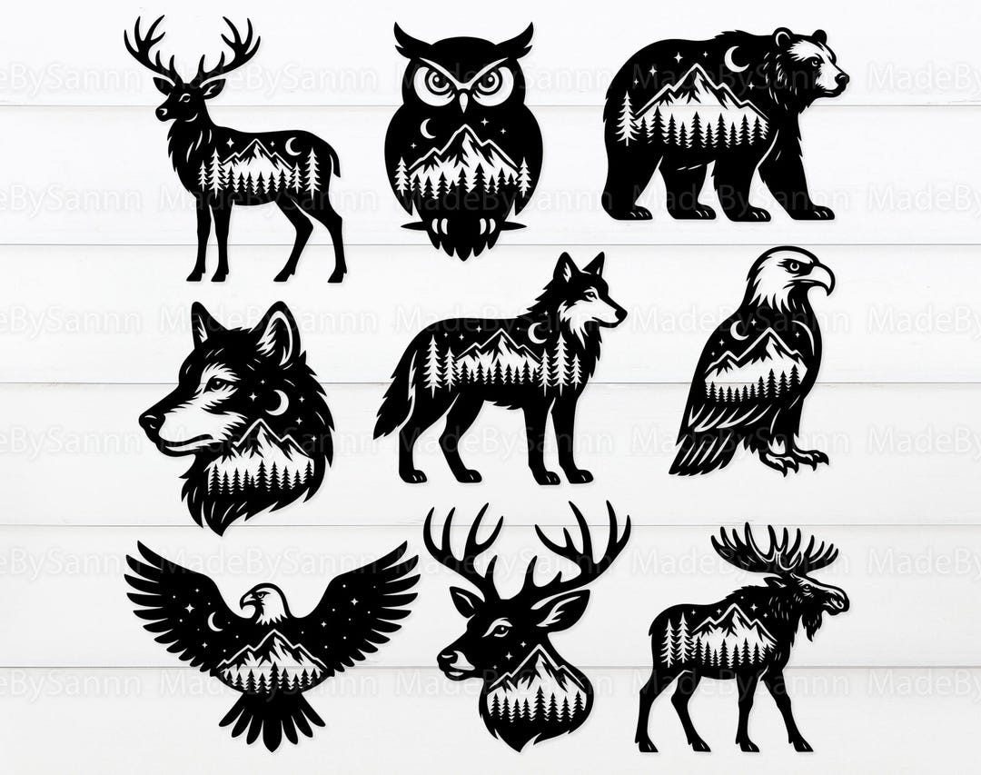 Forest Animals SVG Bundle, Animal Silhouette Svg, Wilderness Designs ...